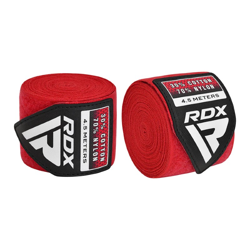 RDX Sports WX 4.5m Elasticated Hand Wraps Red - Gloves.co.uk